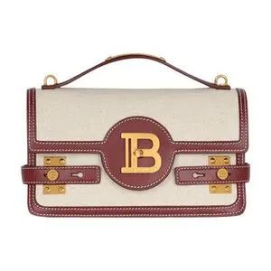 Balmain B-Buzz 24 Bag In Canvas And Leather - Beige