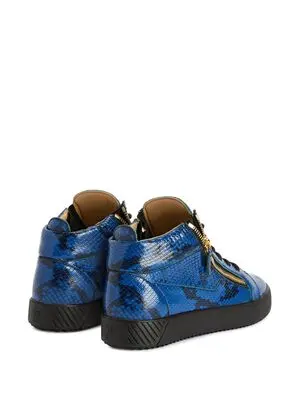 GIUSEPPE ZANOTTI Kriss Python-effect Mid-top Sneakers - Blue