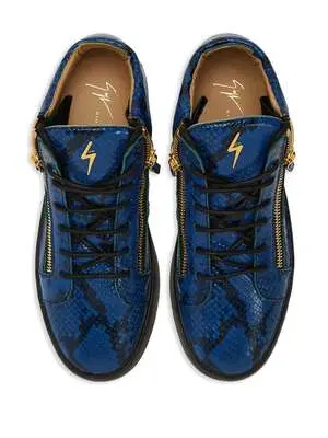 GIUSEPPE ZANOTTI Kriss Python-effect Mid-top Sneakers - Blue