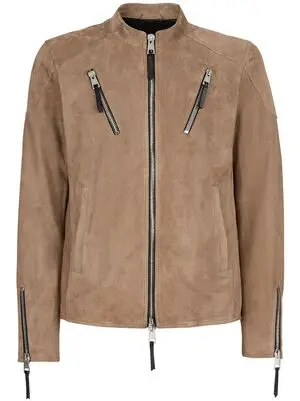 GIUSEPPE ZANOTTI Kian Zipped Suede Biker Jacket - Brown