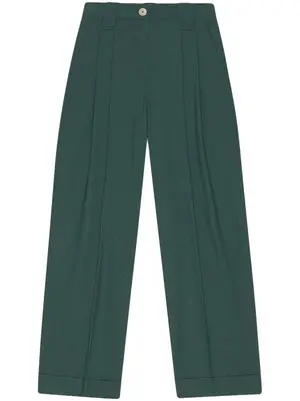 GANNI Pleat-detail Trousers - Green