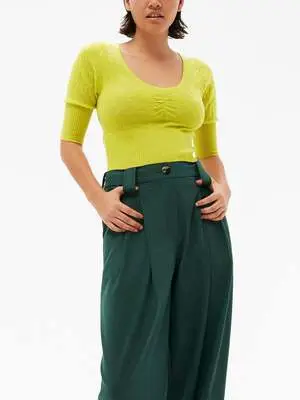 GANNI Pleat-detail Trousers - Green