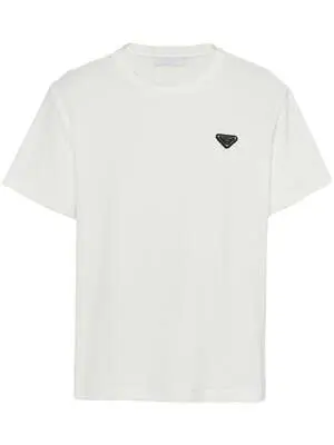 Prada Triangle-Logo Terry T-Shirt - White | Editorialist