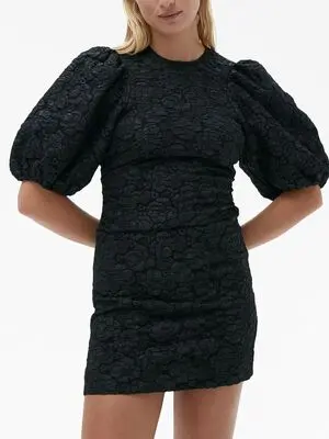GANNI Short-sleeve Jacquard Minidress