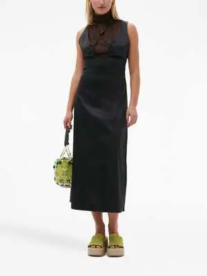 GANNI V-neck Sleeveless Dress - Black