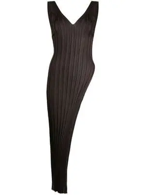 Isabel Benenato Sleeveless Ribbed-knit Dress - Brown