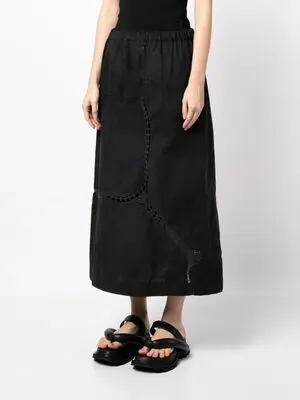 By Walid Embroidered Cotton Long Skirt