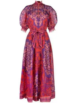 Zimmermann Raie Swing Floral-print Maxi Dress - Purple