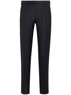 Zegna Trofeo Tailored Wool Trousers - Black