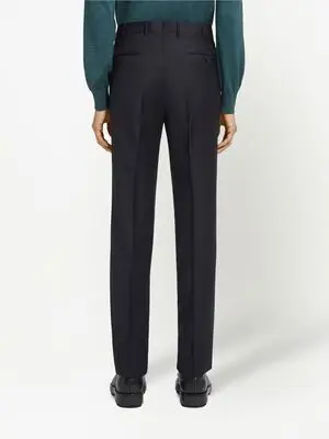 Zegna Trofeo Tailored Wool Trousers - Black