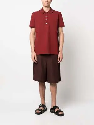 Balmain Monogram-pattern Piqué Polo Shirt - Red