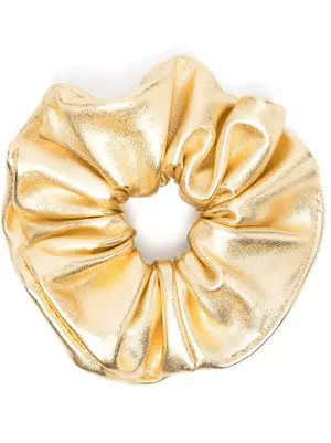 MANOKHI Metallic-finish Leather Scrunchie - Gold