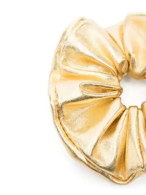 MANOKHI Metallic-finish Leather Scrunchie - Gold