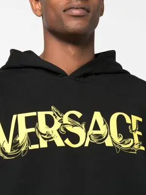 Versace Logo-print Cotton Hoodie - Black