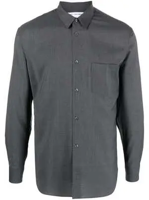 Comme Des Garçons Spread-collar Wool Shirt - Grey
