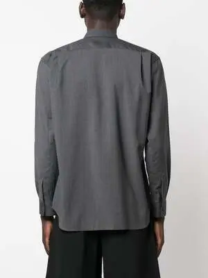 Comme Des Garçons Spread-collar Wool Shirt - Grey