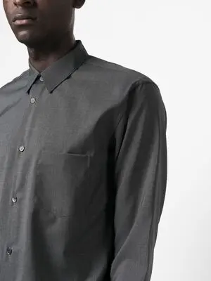 Comme Des Garçons Spread-collar Wool Shirt - Grey