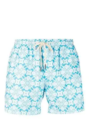 PENINSULA SWIMWEAR Geometric-print Swim Shorts - Blue