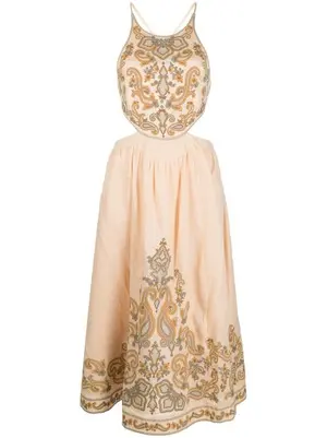 Zimmermann Devi Halter Tie Midi Dress
