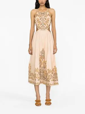 Zimmermann Devi Halter Tie Midi Dress