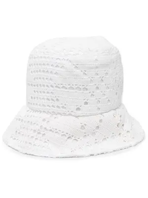 Comme Des Garçons Crochet-knit Cotton Bucket Hat - White