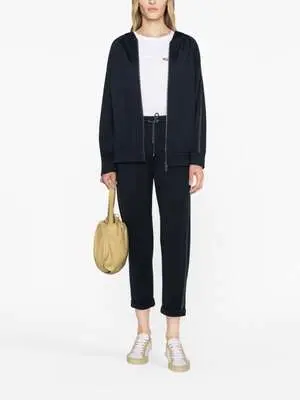 Brunello Cucinelli Monili-trimmed Zip-up Hoodie - Blue