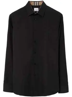 Burberry Logo-embroidered Long-sleeve Shirt - Black