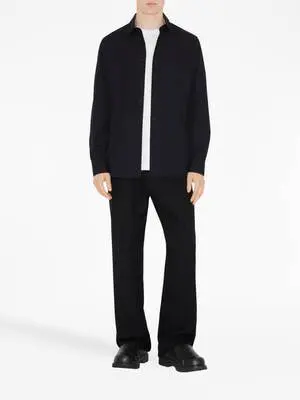 Burberry Logo-embroidered Long-sleeve Shirt - Black