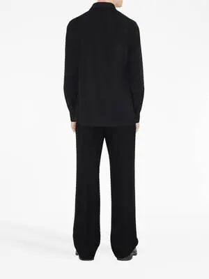 Burberry Logo-embroidered Long-sleeve Shirt - Black