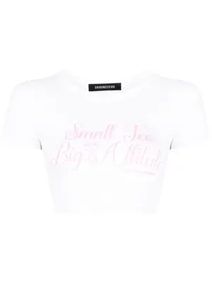 GROUND ZERO Slogan-print Cropped T-shirt - White