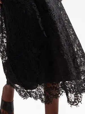 Prada Floral-Embroidered Lace Midi Dress - Black | Editorialist