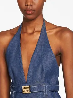 Miu Miu Denim Halterneck Dress - Blue | Editorialist