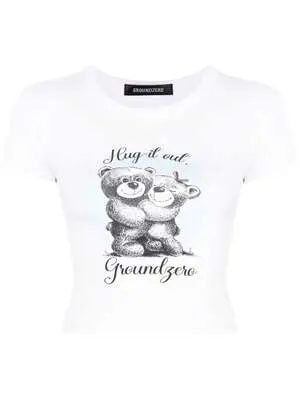 GROUND ZERO Slogan-print Cropped T-shirt - White