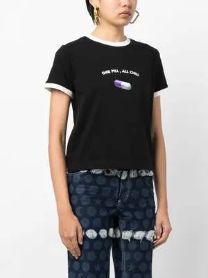 GROUND ZERO Graphic-print Cotton T-shirt - Black