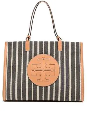Tory Burch Ella Striped Canvas Tote Bag