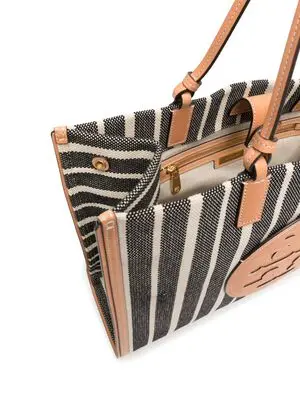 Tory Burch Ella Striped Canvas Tote Bag