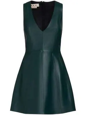 Marni V-neck Leather Minidress