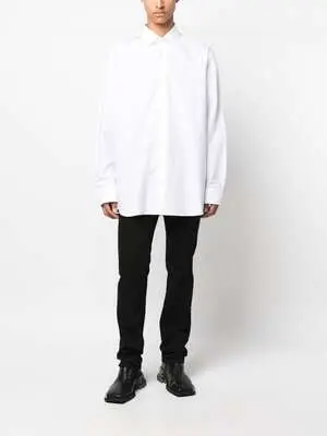 Raf Simons Mesh-detail Cotton Shirt - White