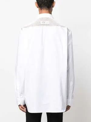 Raf Simons Mesh-detail Cotton Shirt - White