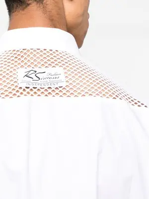 Raf Simons Mesh-detail Cotton Shirt - White