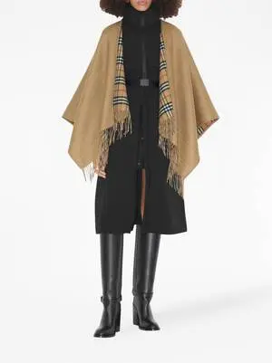 Burberry Check-pattern Reversible Wool Cape - Neutrals