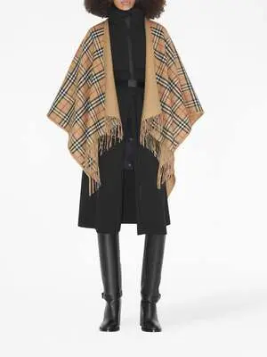 Burberry Check-pattern Reversible Wool Cape - Neutrals