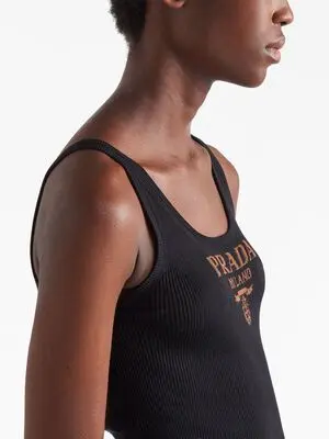 Prada Logo-print Silk Tank Top - Black