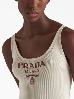Prada Logo-intarsia Silk Midi Dress