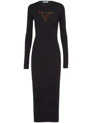 Prada Logo-print Silk Midi Dress