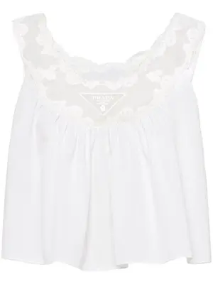 Prada Lace-trim Poplin Top