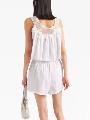 Prada Lace-trim Poplin Top