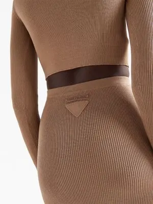 Prada High-rise Ribbed Silk Skirt