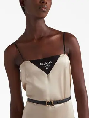 Prada Belted Satin Midi Dress