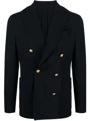 LARDINI Double-breasted Textured Blazer